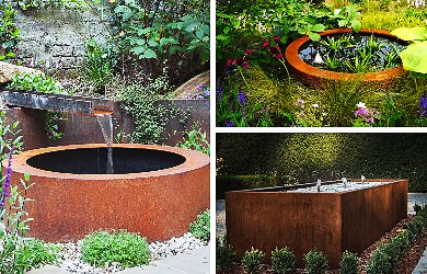 BBQ grill and water fountain in corten steel | AHL GROUP