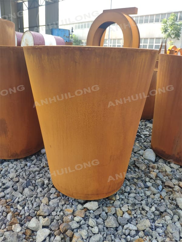 Round Decorative Rusty Color Corten Steel Planter Pot--AHL Corten Steel