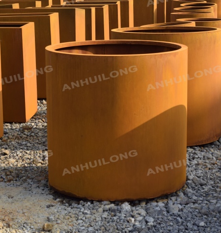 Cylindrical Corten Steel Planter Pot--AHL Corten Steel